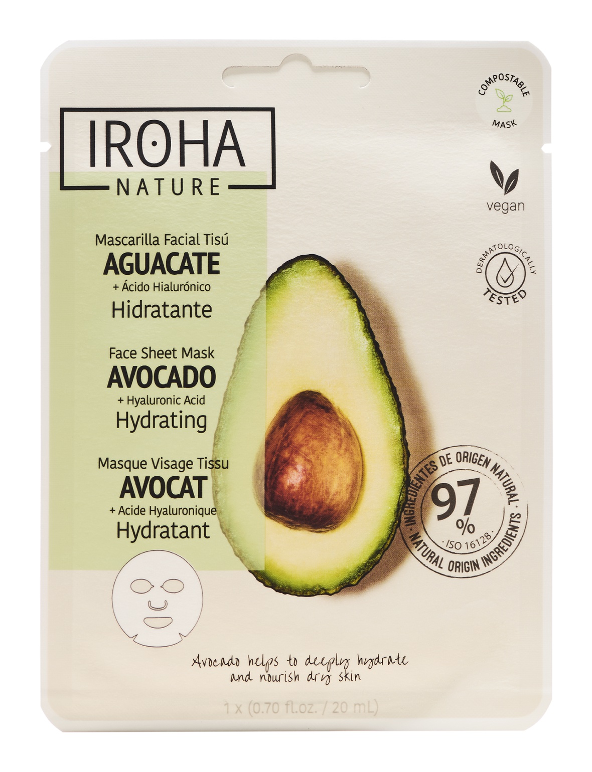 iroha nature Face Sheet Mask Avocado ingredients (Explained)